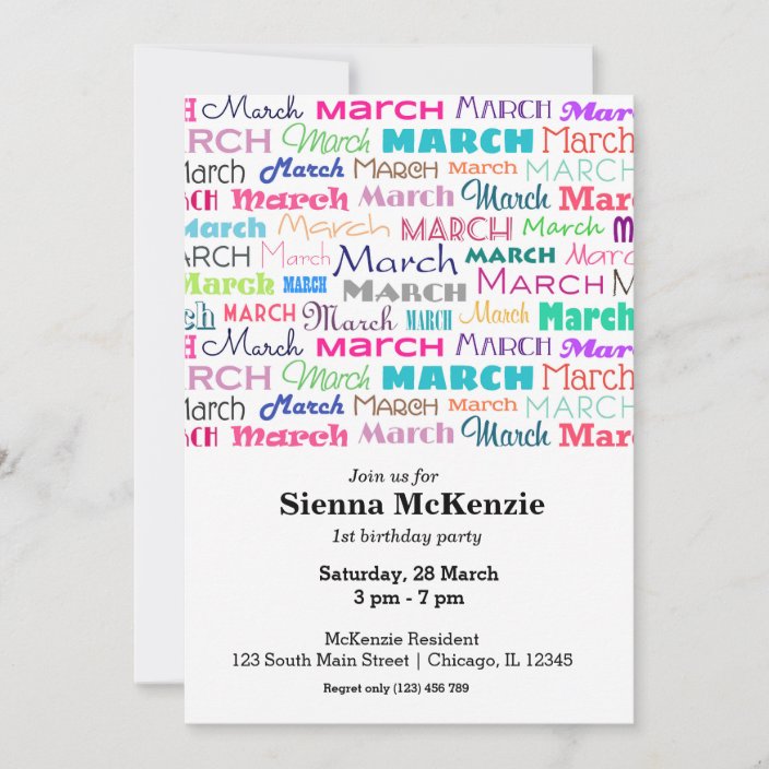 Birthday month March Invitation | Zazzle.com