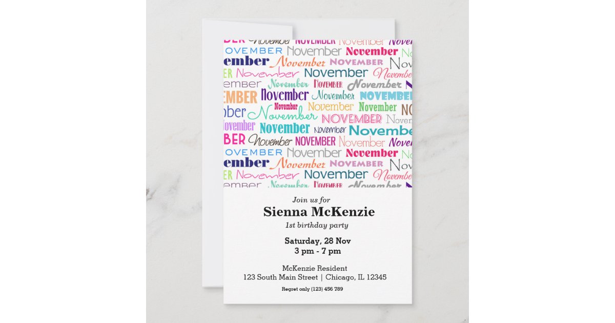 Birthday month November Invitation | Zazzle