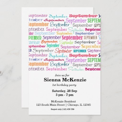 Birthday month September Invitation | Zazzle
