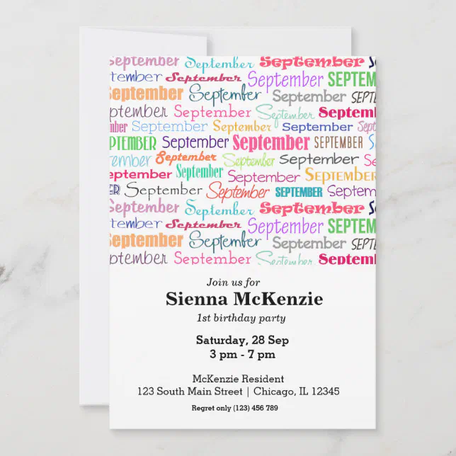 Birthday month September Invitation | Zazzle