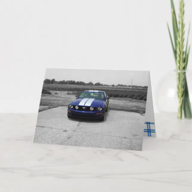 Birthday Muscle car Blue Card | Zazzle
