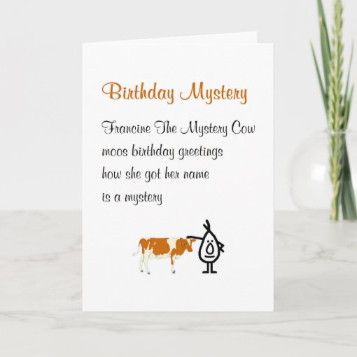 Birthday Mystery A Happy Birthday Poem Card | Zazzle