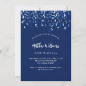 Birthday navy blue confetti men guy party invitation | Zazzle