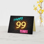 Birthday neon 99 sign on brick card | Zazzle