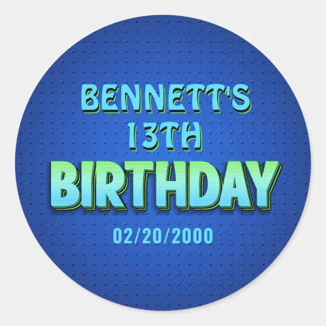 Birthday Neon Classic Round Sticker | Zazzle