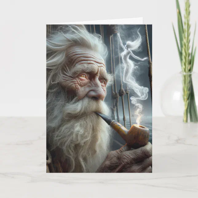 Birthday Old Seaman Smoking a Pipe Card | Zazzle