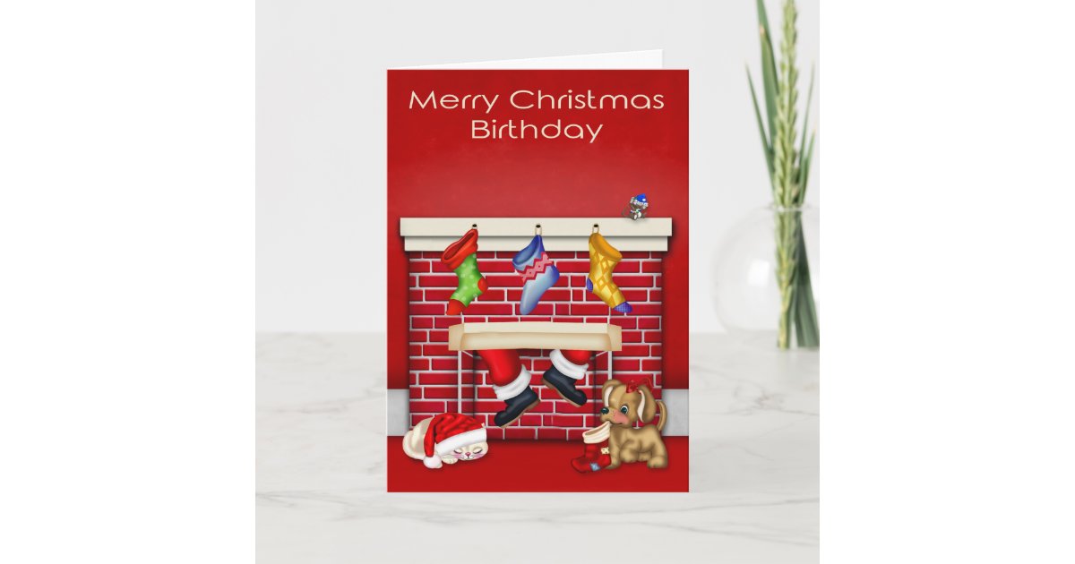 Birthday on Christmas greeting card | Zazzle