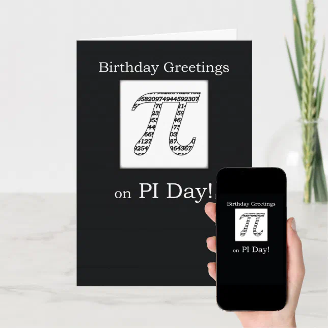 Birthday on Pi Day Black Card | Zazzle