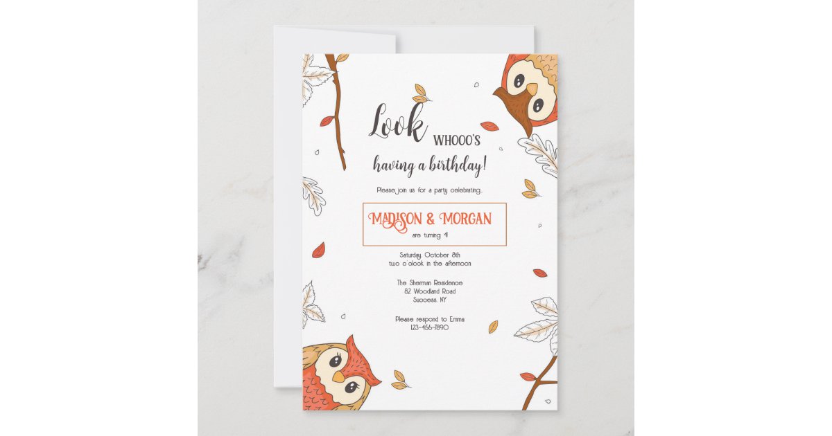 Birthday Owls Invitation | Zazzle