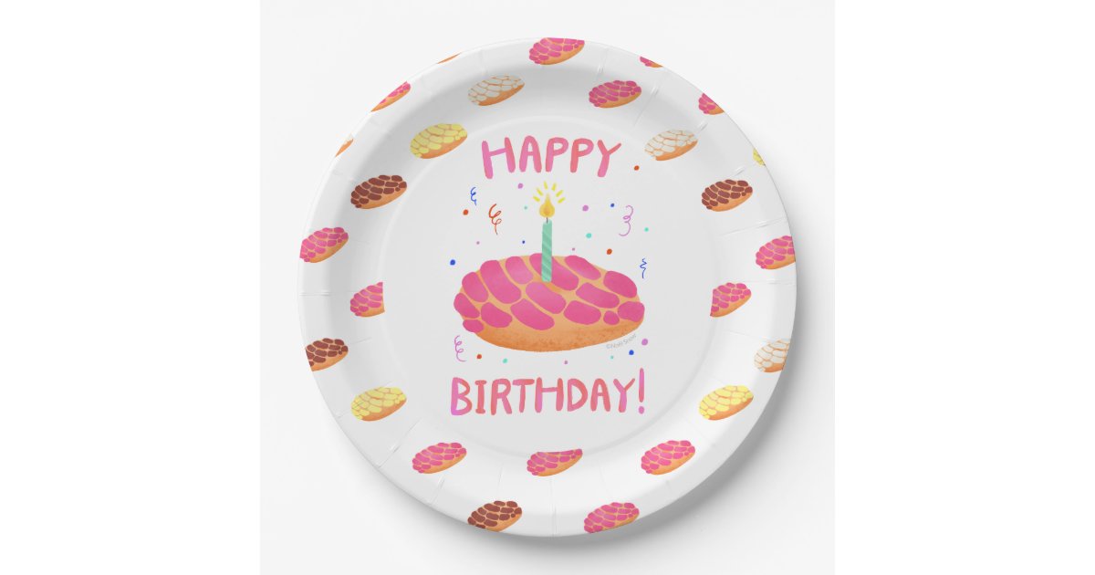 Birthday Pan Dulce Concha Paper Plates | Zazzle