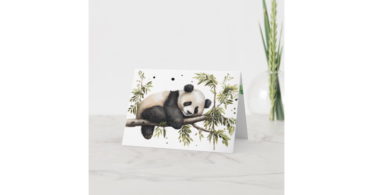 Birthday Panda Bear In Tree Card | Zazzle