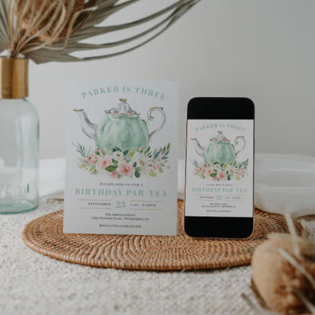 Birthday Par-Tea Tea Party Invitation | Zazzle