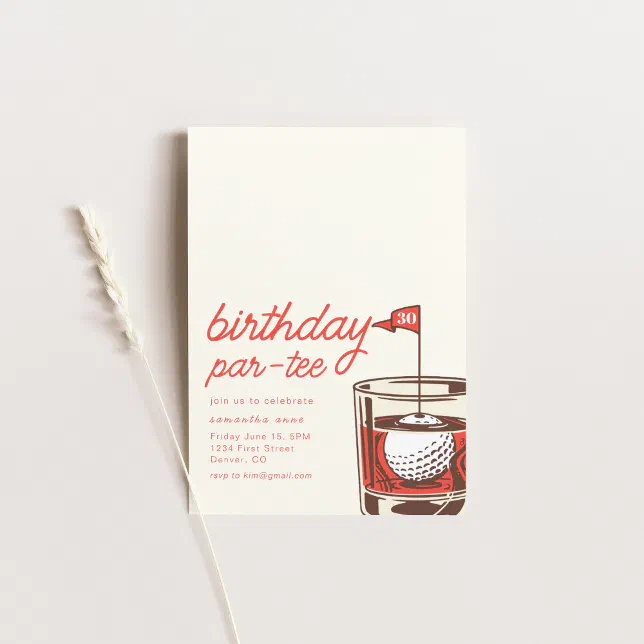 Birthday Par-Tee Party Invitation with Whiskey | Zazzle