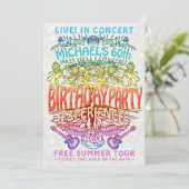 Birthday Party Band Concert Ticket Neon Retro 70s Invitation | Zazzle