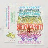 Birthday Party Band Concert Ticket Neon Retro 70s Invitation | Zazzle