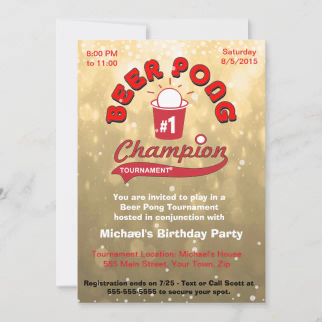 Birthday Party Beer Pong Invitation | Zazzle