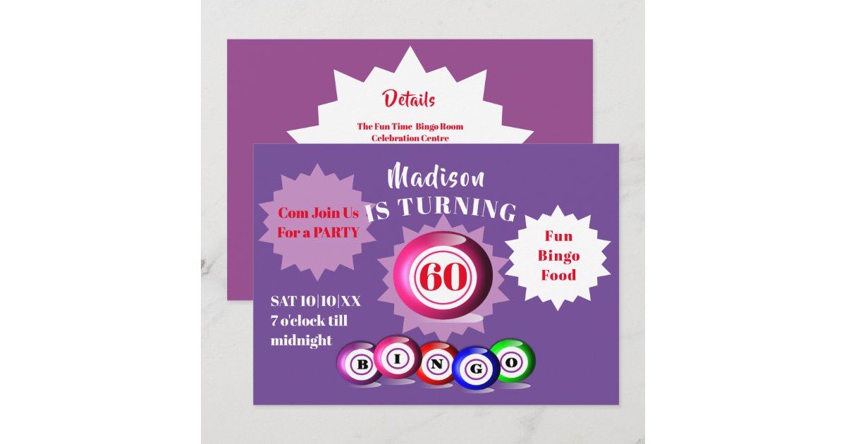 Birthday Party Bingo Theme Fun Invitation | Zazzle