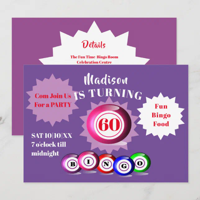 Birthday Party Bingo Theme Fun Invitation | Zazzle