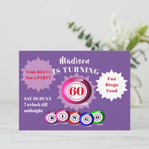 Birthday Party Bingo Theme Fun Invitation | Zazzle