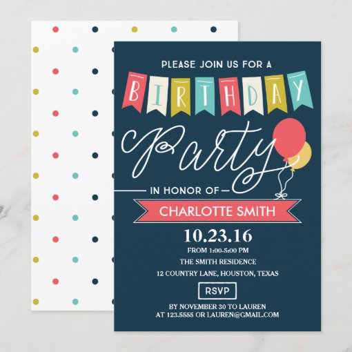 Birthday Party | Birthday Invitation | Zazzle