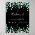 Birthday party black eucalyptus forest welcome poster | Zazzle