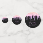 Birthday party black rainbow glitter photo pink confetti | Zazzle