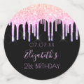 Birthday party black rainbow glitter photo pink confetti | Zazzle