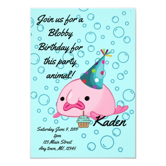 Birthday Party Blobfish Invitation | Zazzle.com