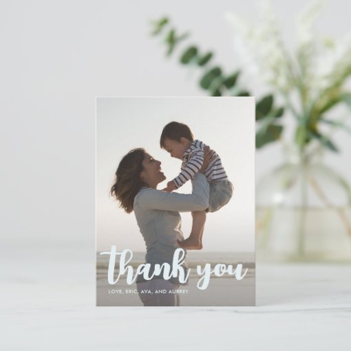 Birthday Party Blue Boys Thank You Script Photo Postcard | Zazzle