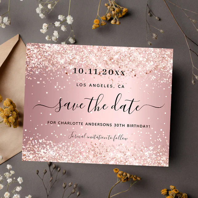 Birthday Party Blush Pink Budget Save The Date Flyer Zazzle