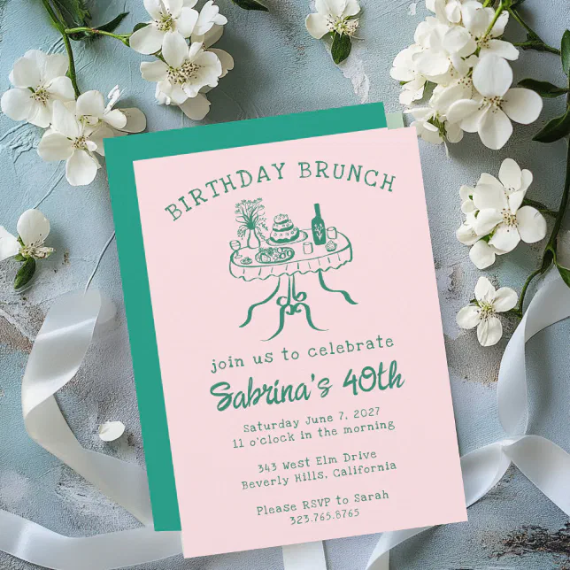 Birthday Party Buffet Table Hand Drawn Custom Invitation | Zazzle