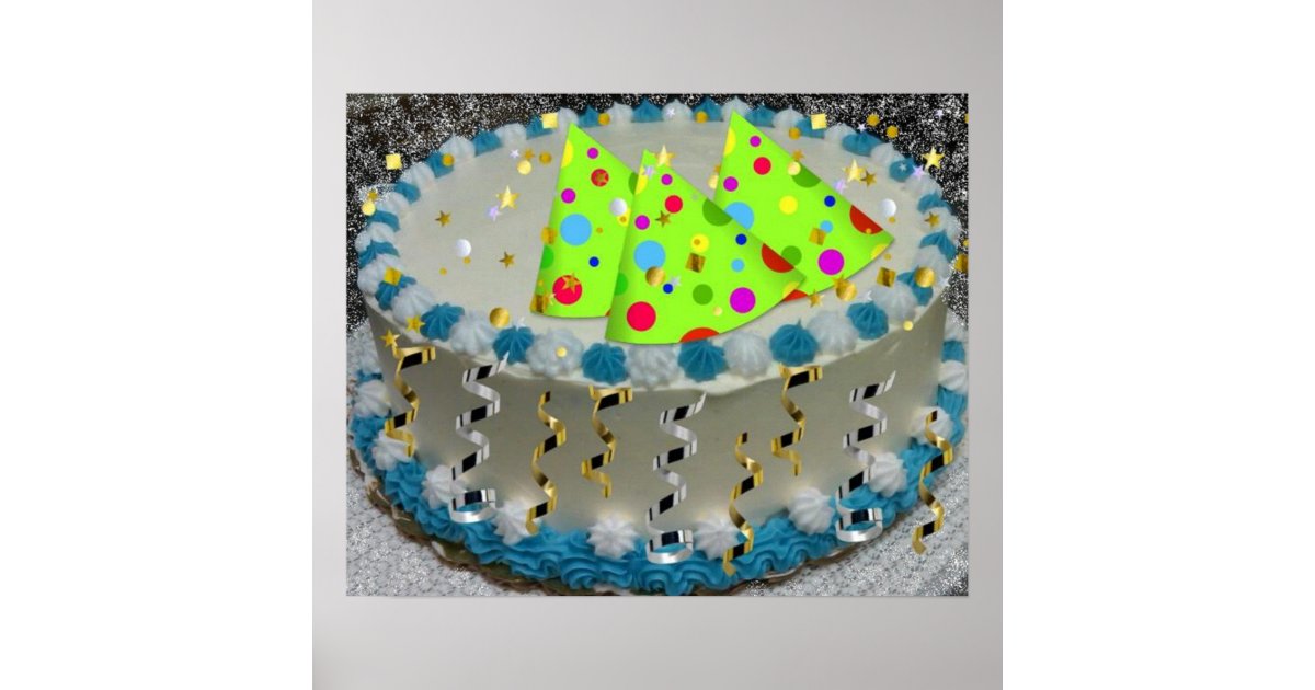 Birthday Party Cake Poster | Zazzle