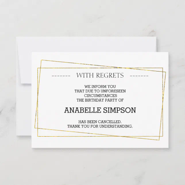 Birthday Party Cancellation Announcement Cards | Zazzle