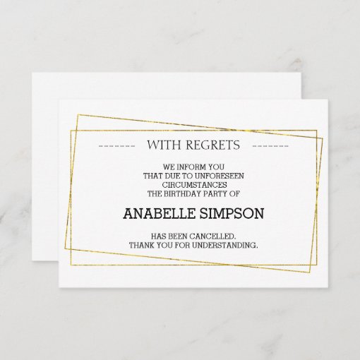 Birthday Party Cancellation Announcement Cards | Zazzle