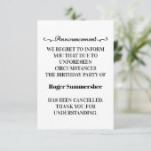 Birthday Party Cancellation Announcement Cards | Zazzle