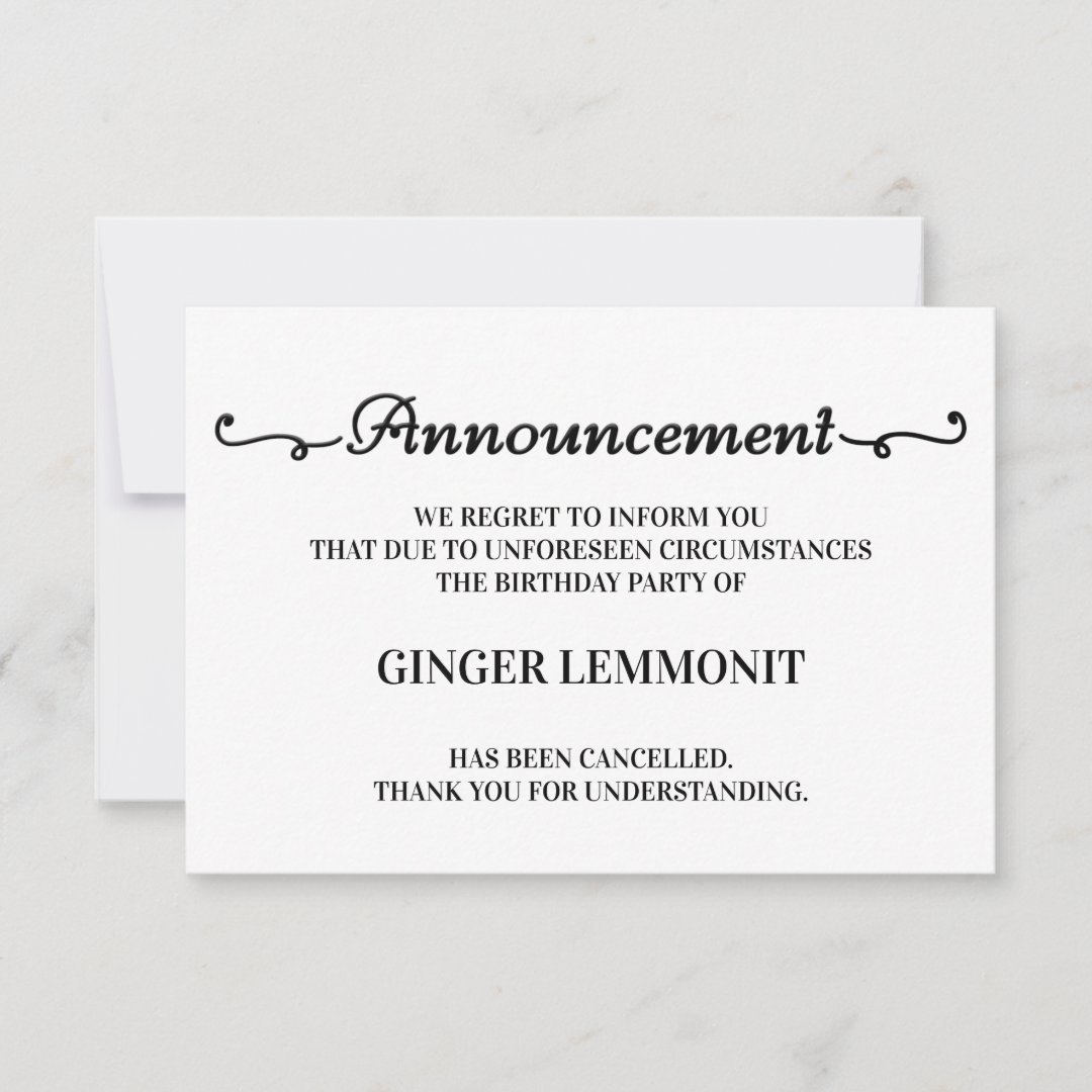Birthday Party Cancellation Cards | Zazzle