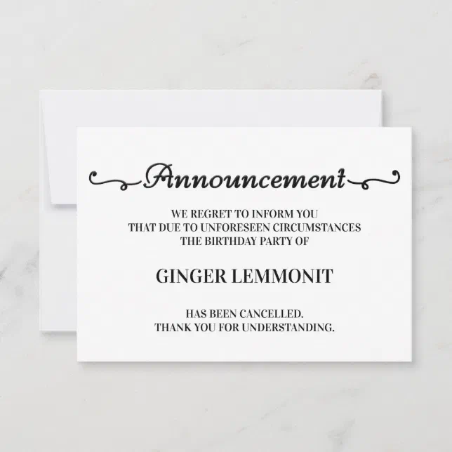 Birthday Party Cancellation Cards | Zazzle