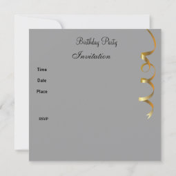 Birthday Party Celebration Silver Black Gold Stars Invitation | Zazzle