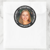 Birthday Party Custom Photo and Text Personalized Classic Round Sticker ...