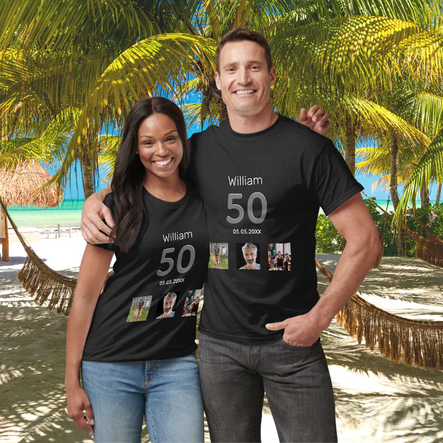 Birthday party custom photo monogram guy T-Shirt | Zazzle