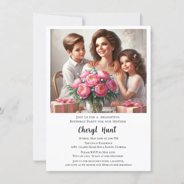 Birthday Party for Mother Family Invitation | Zazzle