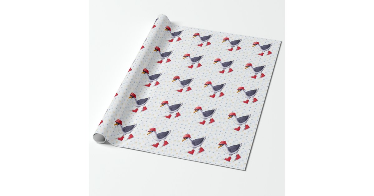 Birthday Party Fun Cute Seagull Bird Wrapping Paper | Zazzle