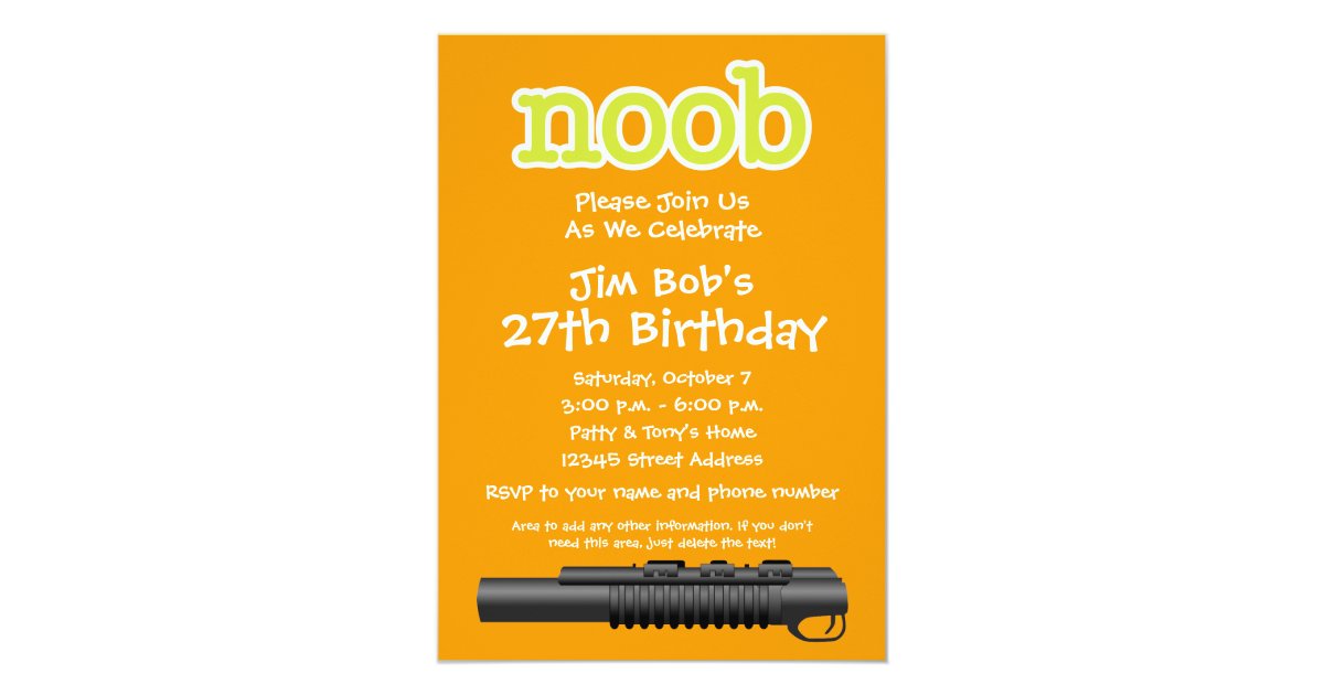 Birthday Party - Funny Noob Gamer Invitation | Zazzle.com