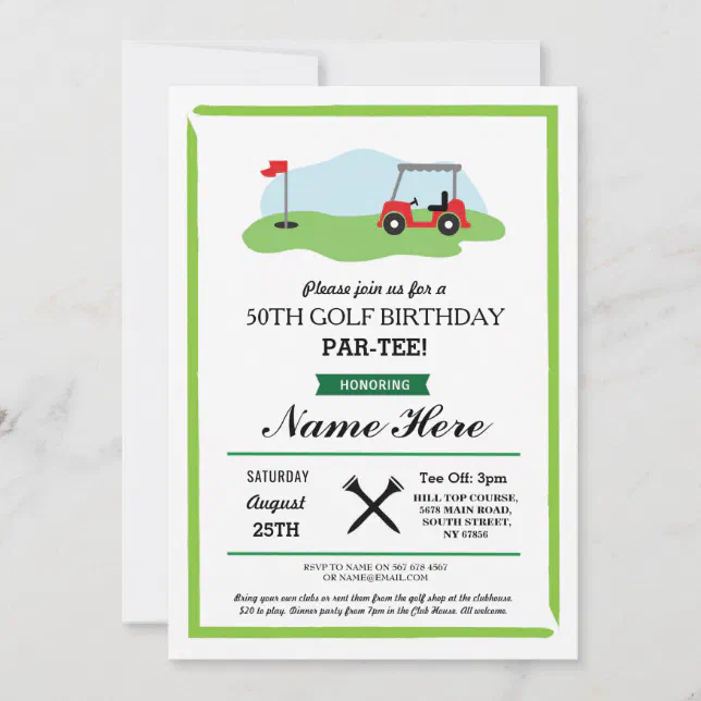 Birthday Party Golf Any Age 50th 60th Invitation | Zazzle