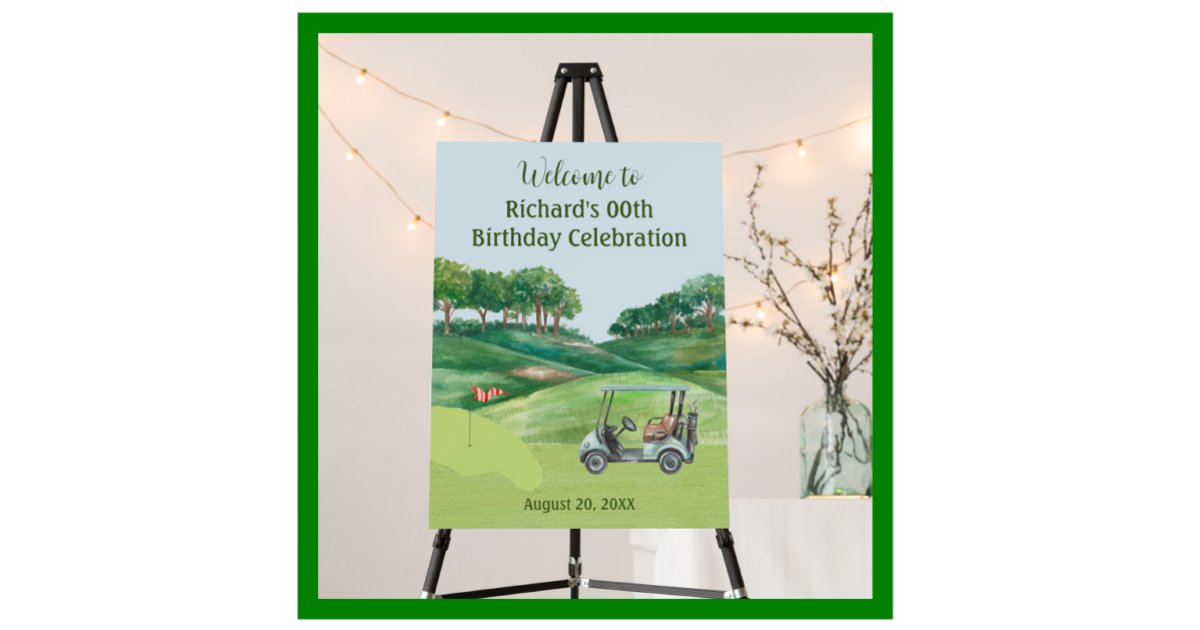 Birthday Party Golf Men's Welcome Foam Board | Zazzle