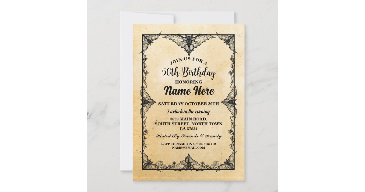 Birthday Party Gothic Frame Invite Halloween | Zazzle
