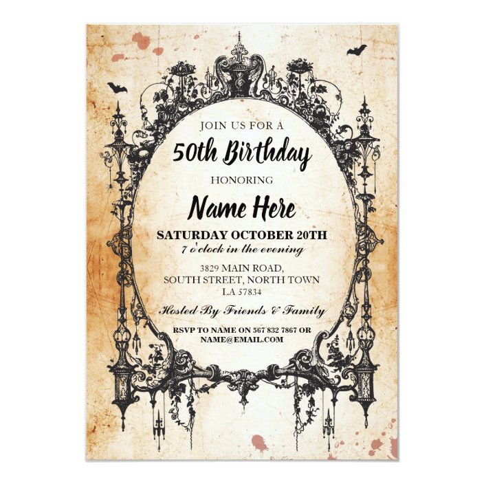 Birthday Party Gothic Frame Invite Halloween | Zazzle.com