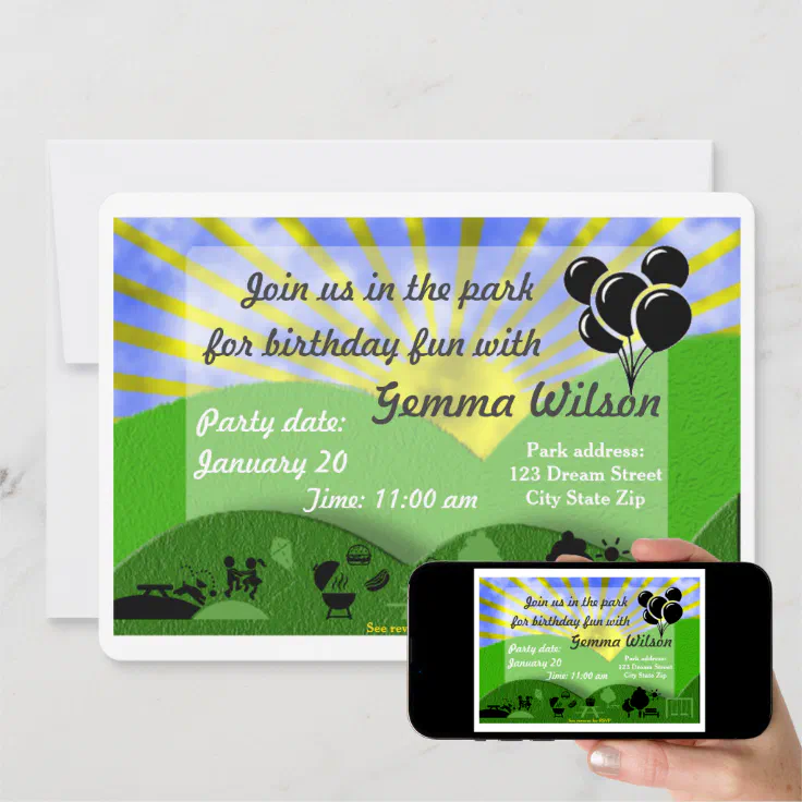 Birthday Party in the park invitation | Zazzle