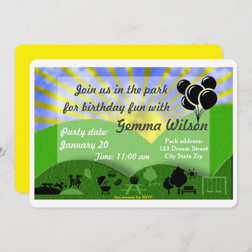 Birthday Party in the park invitation | Zazzle