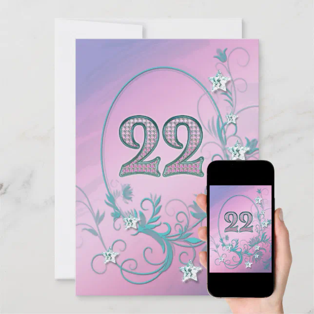 Birthday party invitation 22 years old | Zazzle